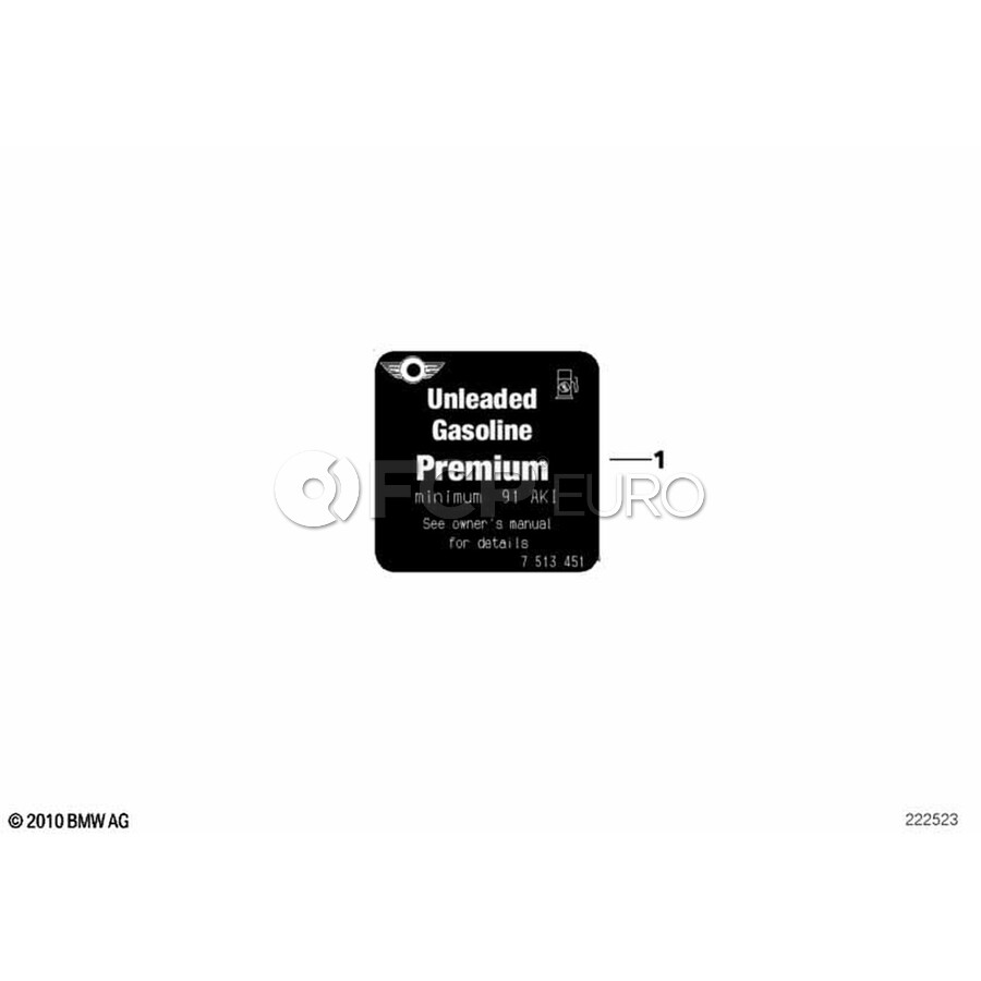 Mini Fuel Information Label - Genuine Mini 71227639094 | FCP Euro