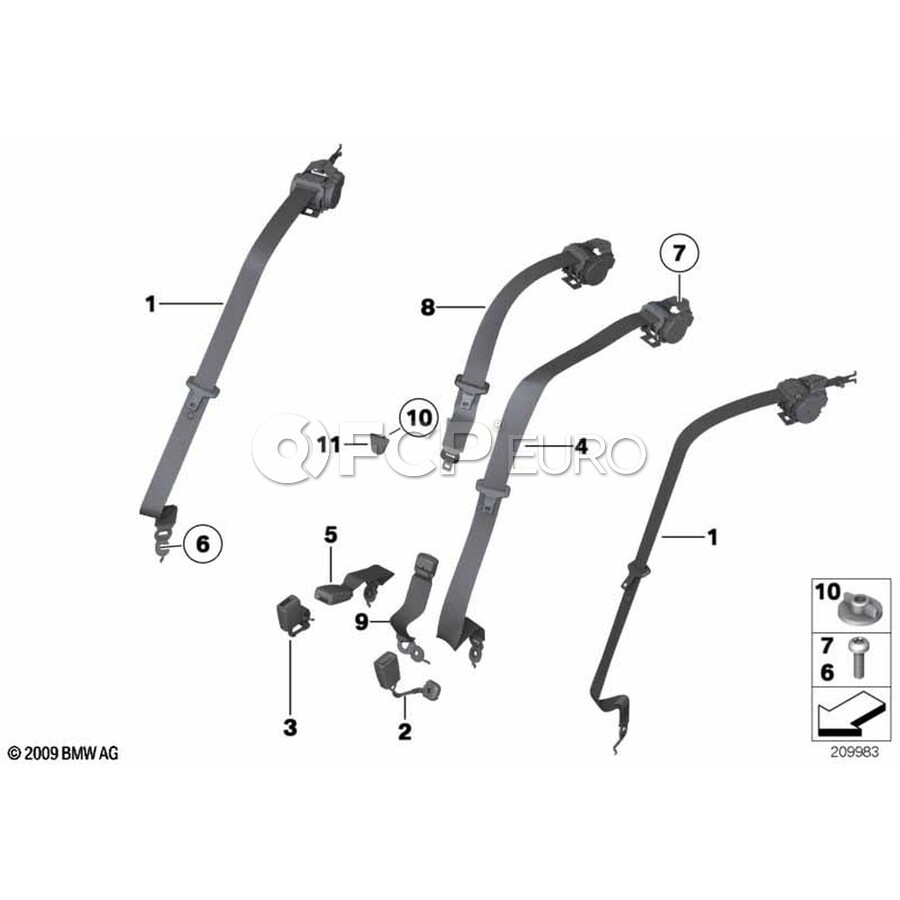 BMW Seat Belt Lap and Shoulder Belt - Genuine BMW 72117289352 | FCP Euro