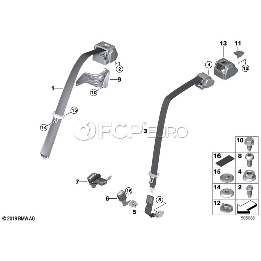BMW Seat Belt Receptacle - Genuine BMW 72117456284 | FCP Euro