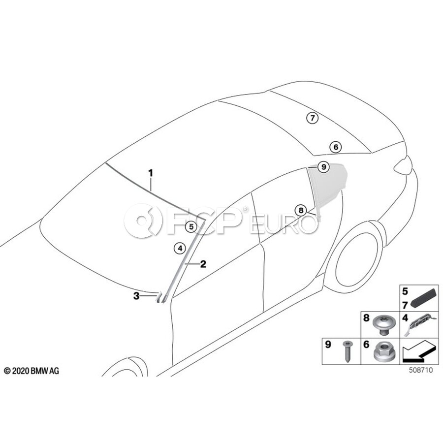 BMW Windshield Molding - Genuine BMW 51317427873 | FCP Euro