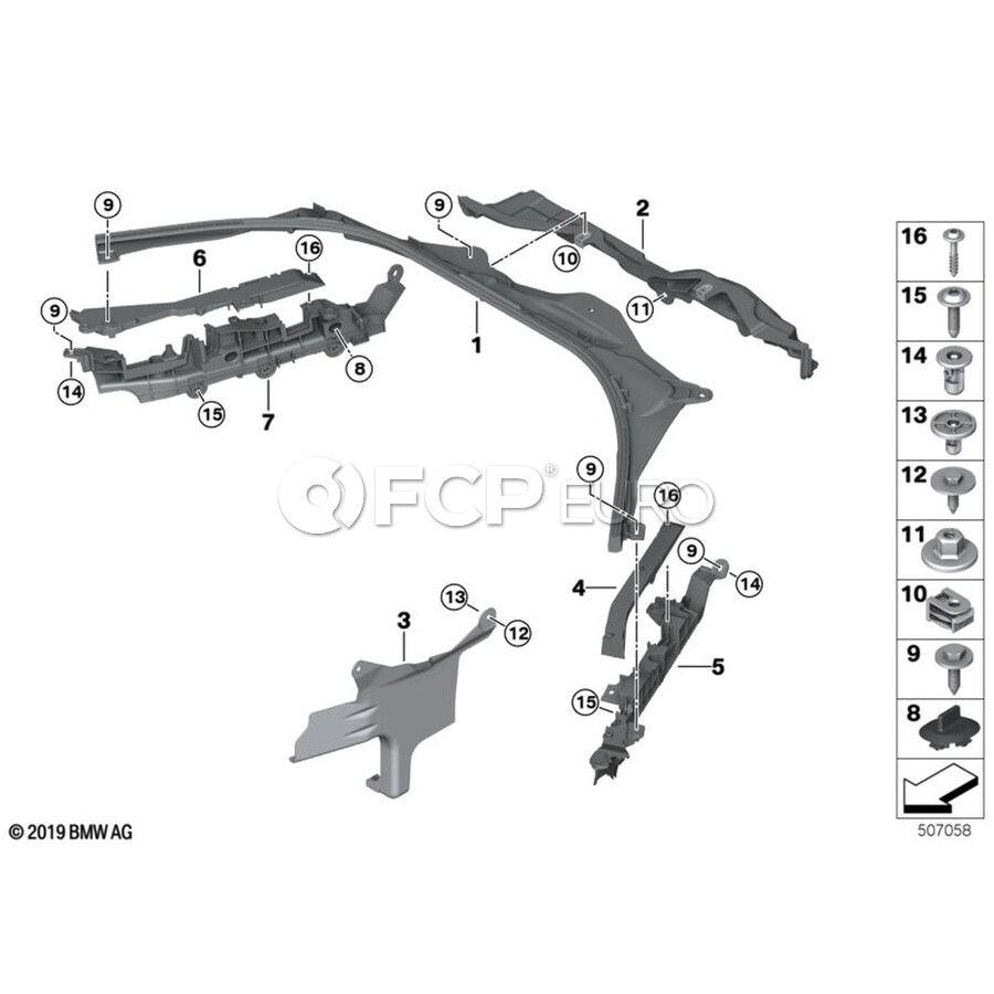 BMW Cowl Plenum Panel - Genuine BMW 51717428165 | FCP Euro
