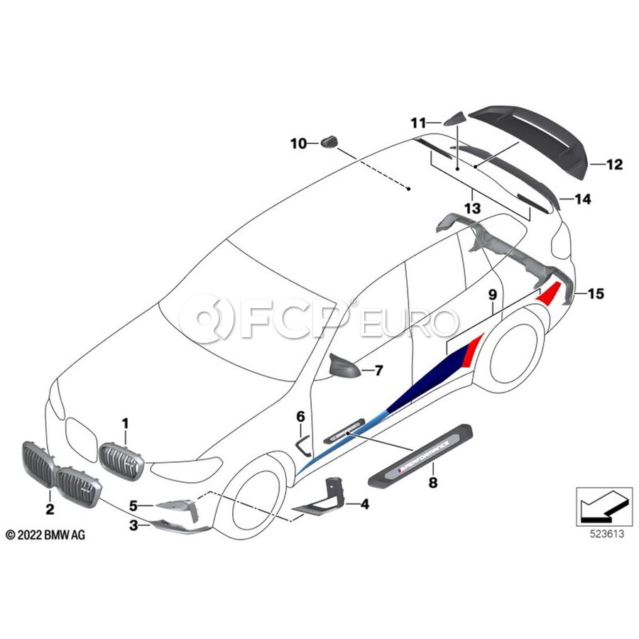 BMW M Performance Kidney Grille - Genuine BMW 51719628252 | FCP Euro