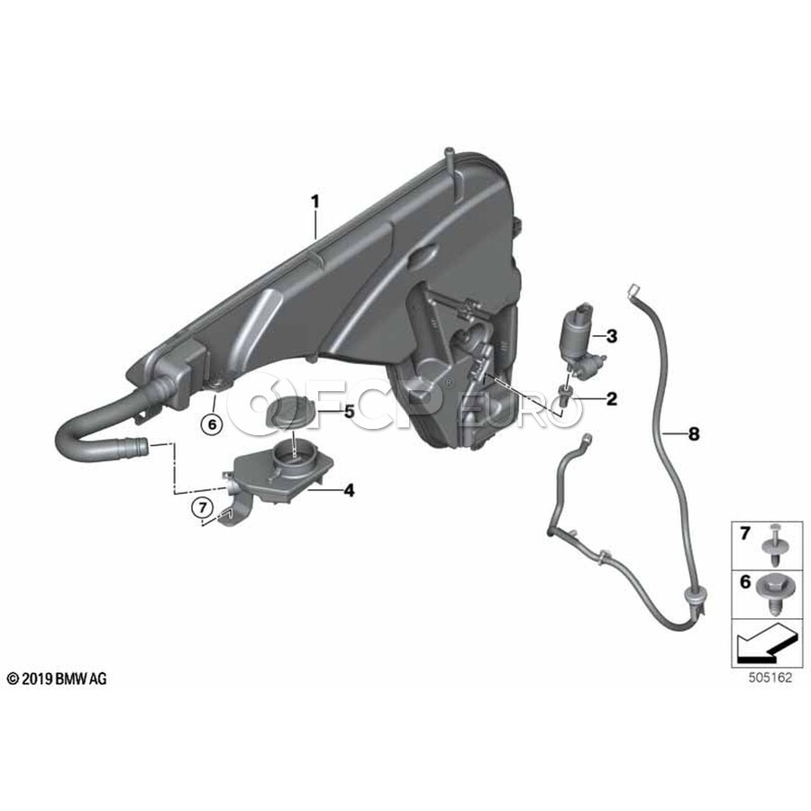 BMW Washer Fluid Reservoir Filler Pipe - Genuine BMW 61667434868 | FCP Euro
