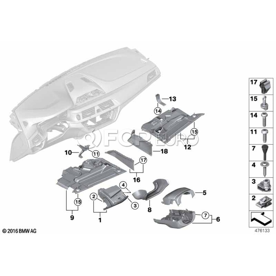 BMW Steering Column Cover - Genuine BMW 51459396453 | FCP Euro