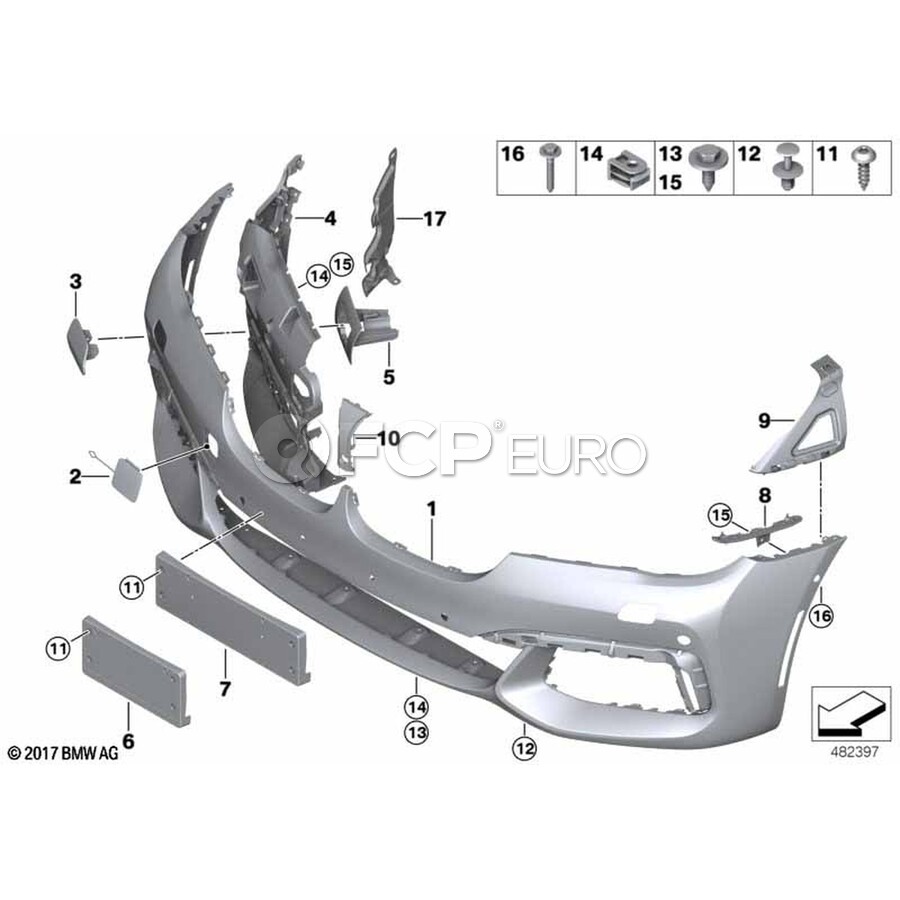 BMW Bumper Cover Bracket - Genuine BMW 51117357202 | FCP Euro