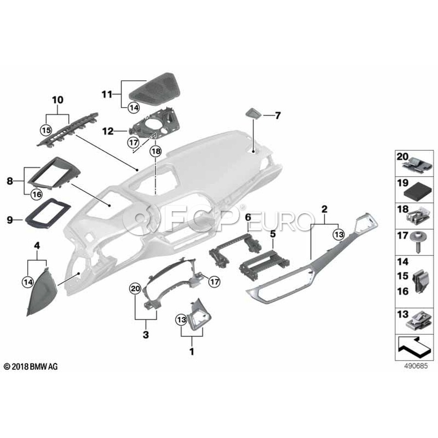 BMW Instrument Panel Molding - Genuine BMW 51459624712 | FCP Euro