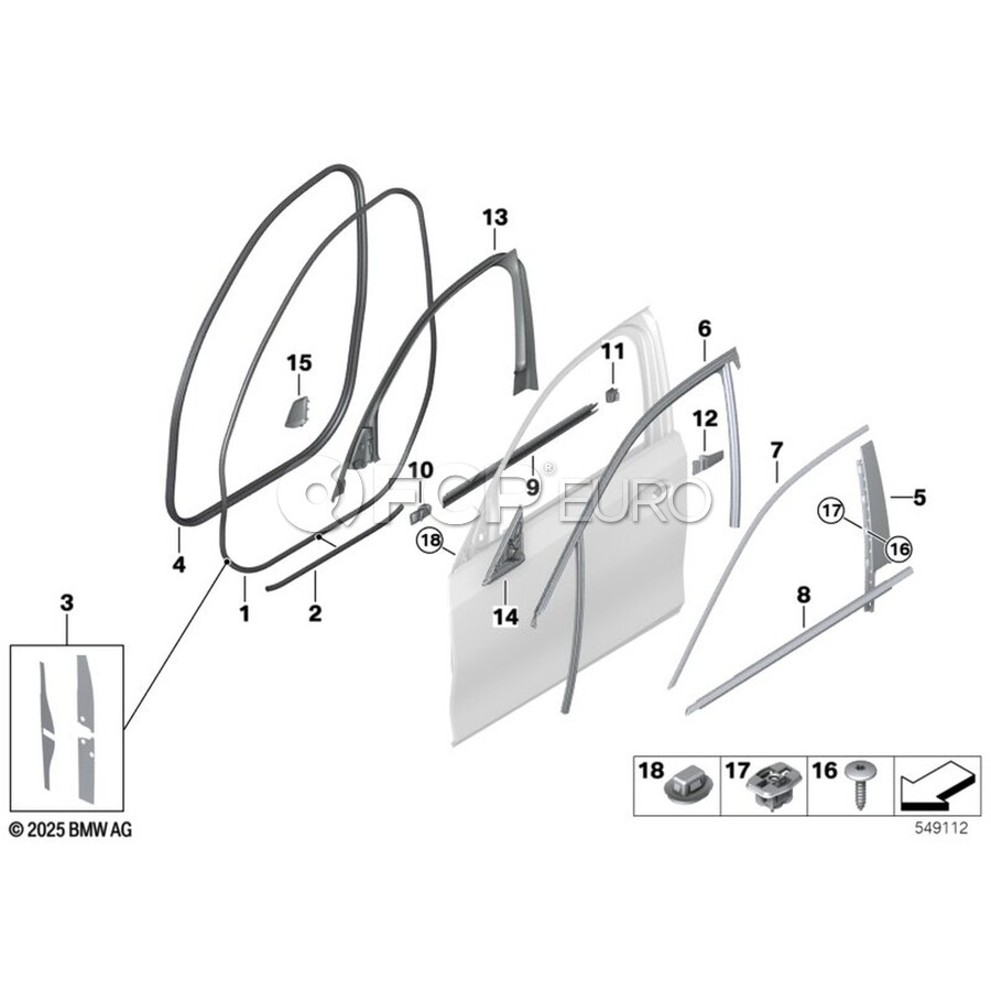 BMW Window Channel - Genuine BMW 51337407404 | FCP Euro
