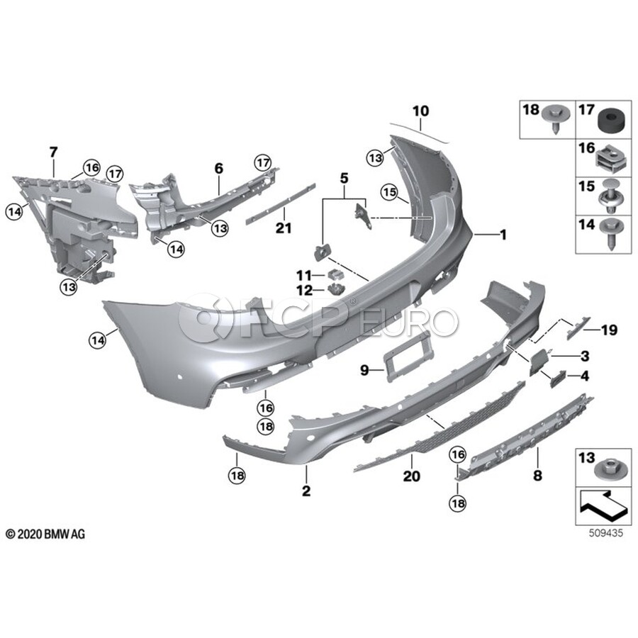 BMW Bumper Cover Support Rail - Genuine BMW 51128089573 | FCP Euro
