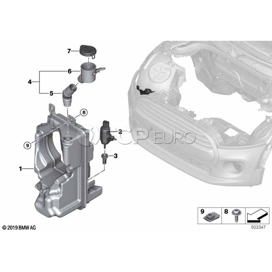 Mini Washer Fluid Reservoir Filler Pipe - Genuine Mini 61667443278 ...