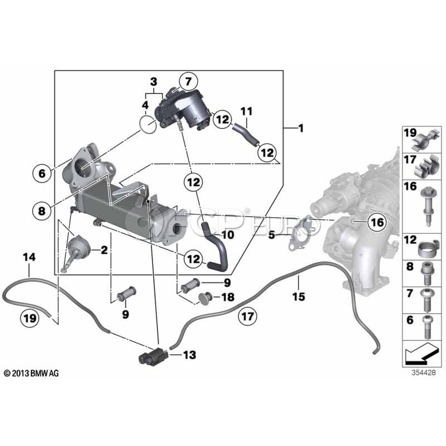 BMW EGR Cooler Vacuum Unit for Bypass Valve - Genuine BMW 11717100426 ...
