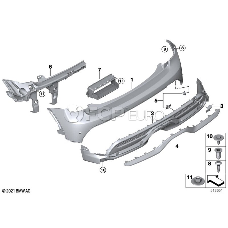Mini Bumper Cover Support Rail - Genuine Mini 51119450586 | FCP Euro
