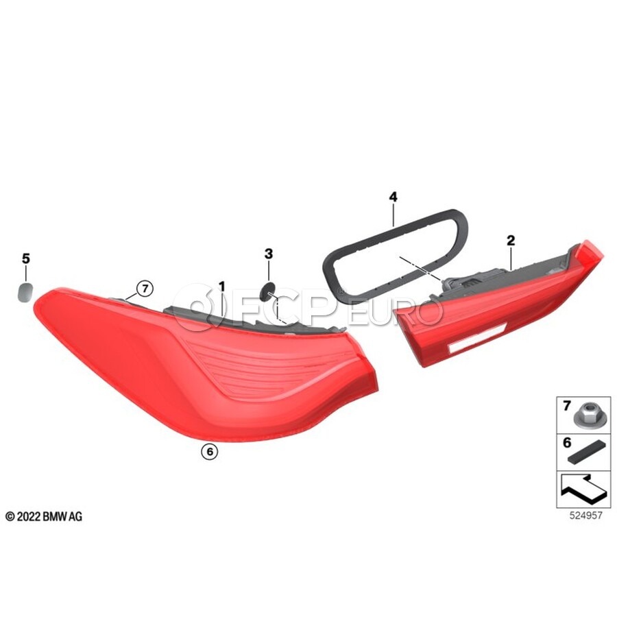 BMW Tail Light Assembly - Genuine BMW 63217477606 | FCP Euro