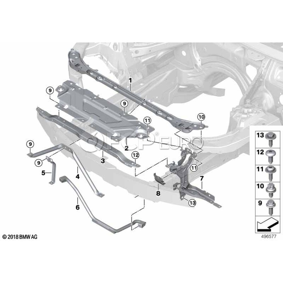 BMW Radiator Support Tie Bar - Genuine BMW 51647499226 | FCP Euro