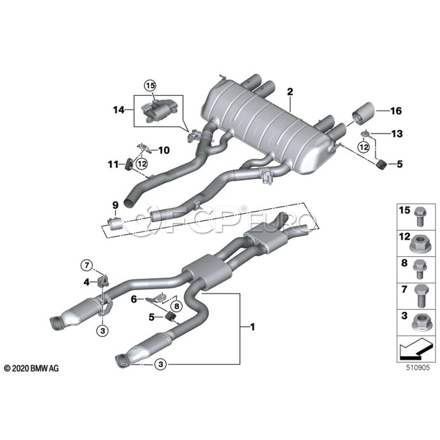 BMW Exhaust System Hanger Bracket - Genuine BMW 18307883591 | FCP Euro