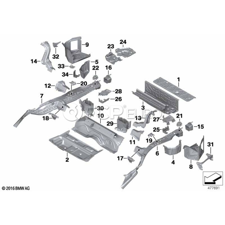 BMW Trunk Floor Right - Genuine BMW 41007297910 | FCP Euro