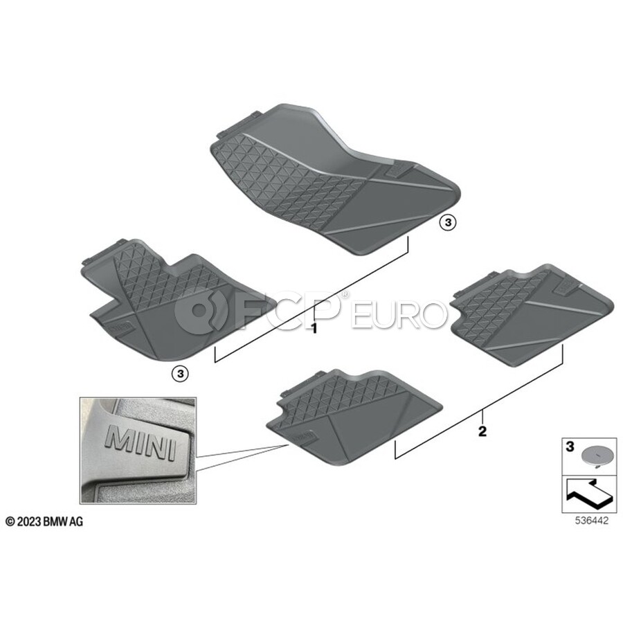 MINI All Weather Floor Mat Set - Front - Genuine MINI 51475A2DA77 | FCP ...