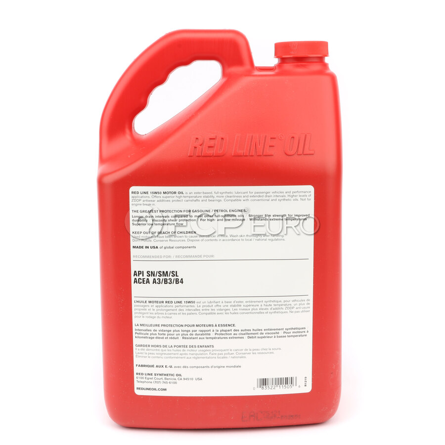 15W50 Fully Synthetic Engine Oil (1 Gallon) - Red Line 11505 | FCP Euro