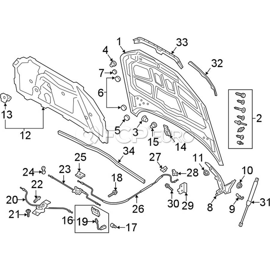 Audi Hood Release Cable - Genuine Audi 8W0823529E | FCP Euro